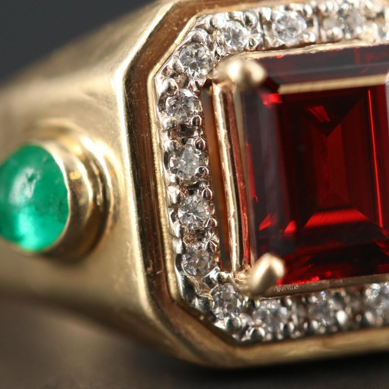 Customizable Halo 18K Gold Ruby Wedding Ring, Antique Ruby Diamond ...