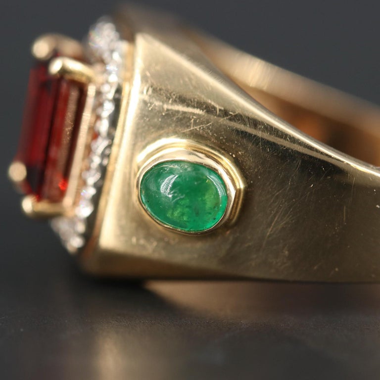 Customizable Halo 18K Gold Ruby Wedding Ring, Antique Ruby Diamond ...