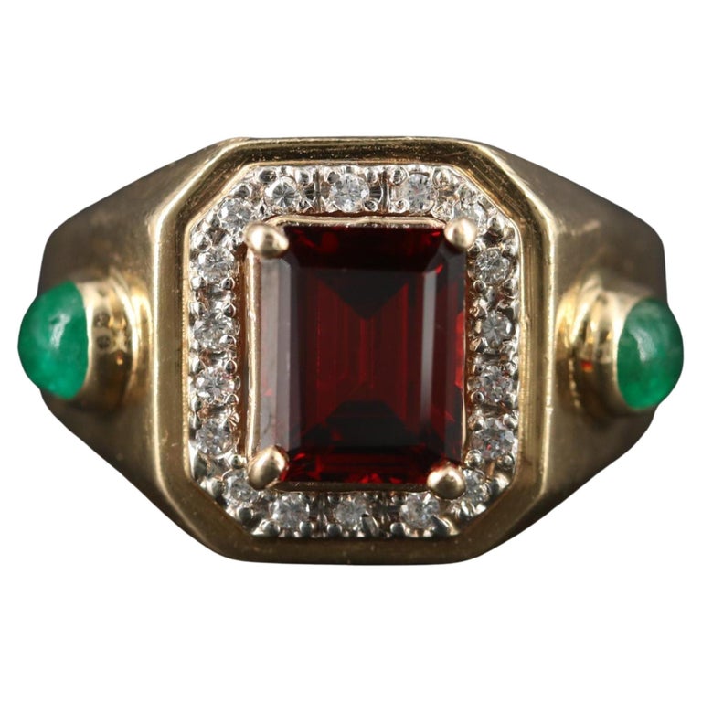 Customizable Halo 18K Gold Ruby Wedding Ring, Antique Ruby Diamond ...