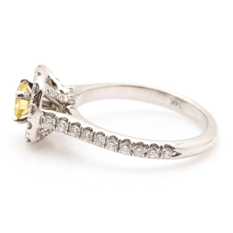Customizable Halo Canary Yellow Diamond Engagement Ring Set, Diamonds ...