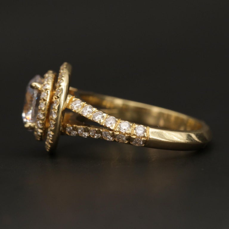 Customizable Halo Diamonds Engagement Ring, Vintage Bridal Diamond ...