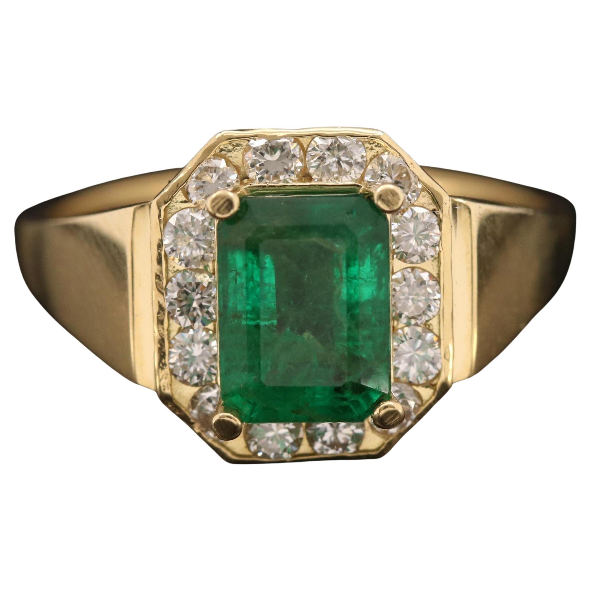 Bague de fiançailles en émeraude taille émeraude ancienne de 5 carats ...