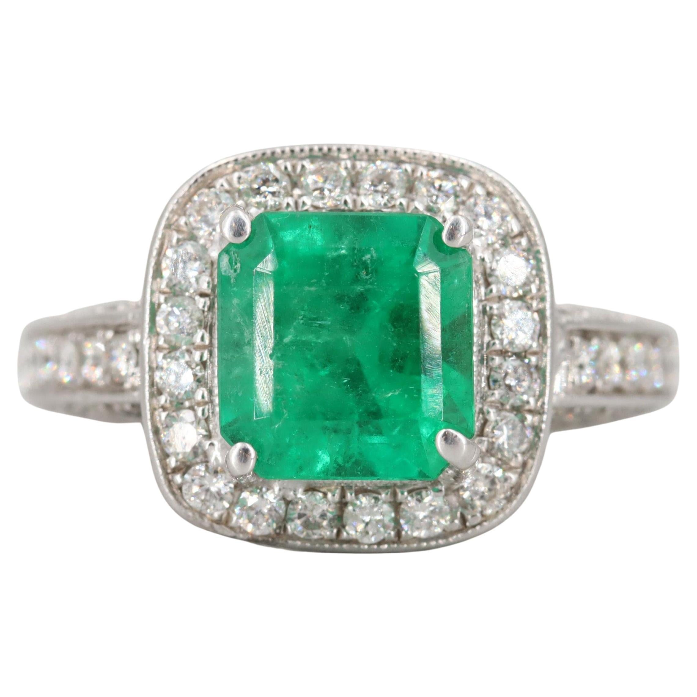 Customizable Halo Emerald Cut Diamonds Engagement Ring Bridal Diamond