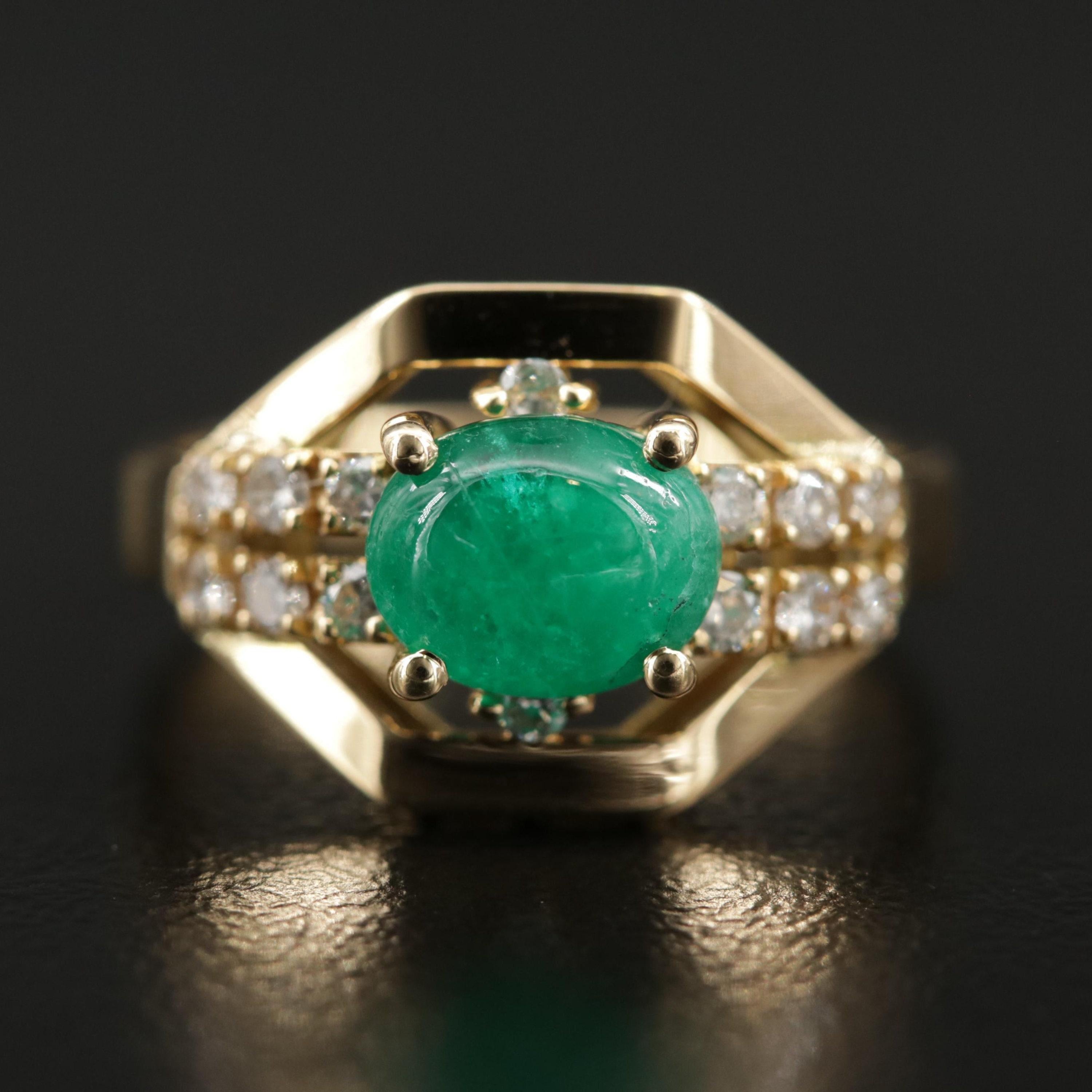 Emerald and 18k Gold Ring at 1stDibs | 18k gold emerald ring