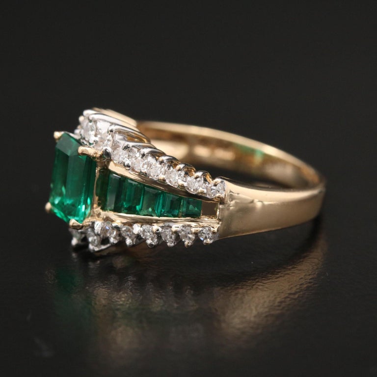 Customizable Halo Half Etermity Emerald Engagement Ring, For Sale at ...