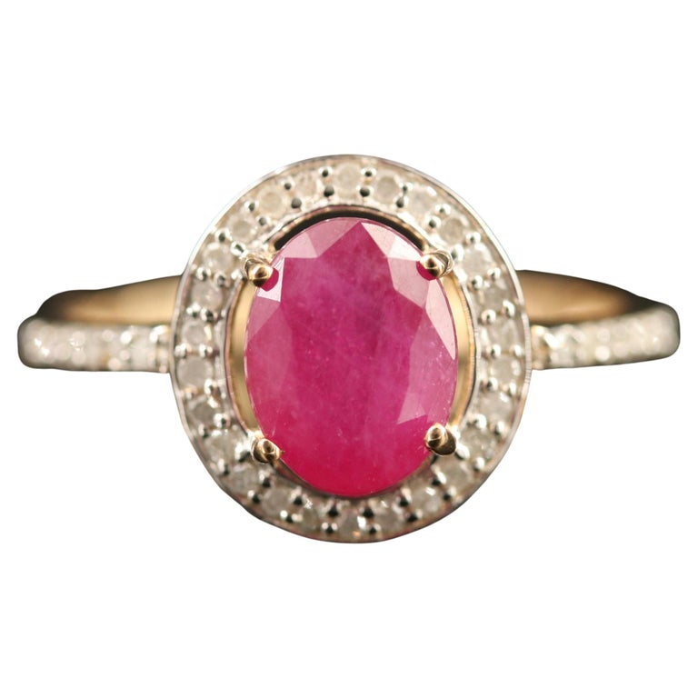 Customizable Halo Oval Cut Ruby Diamonds Engagement Ring, Unique ...