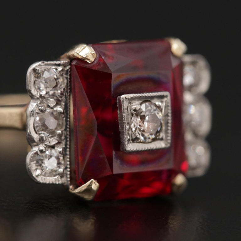 Customizable Halo Ruby and Diamond Engagement Ring Vintage Diamond ...