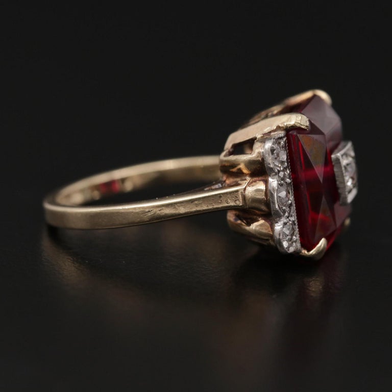 Customizable Halo Ruby and Diamond Engagement Ring Vintage Diamond ...