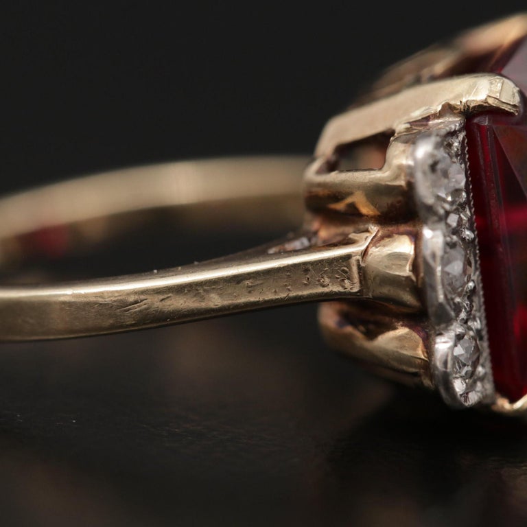 Customizable Halo Ruby and Diamond Engagement Ring Vintage Diamond ...