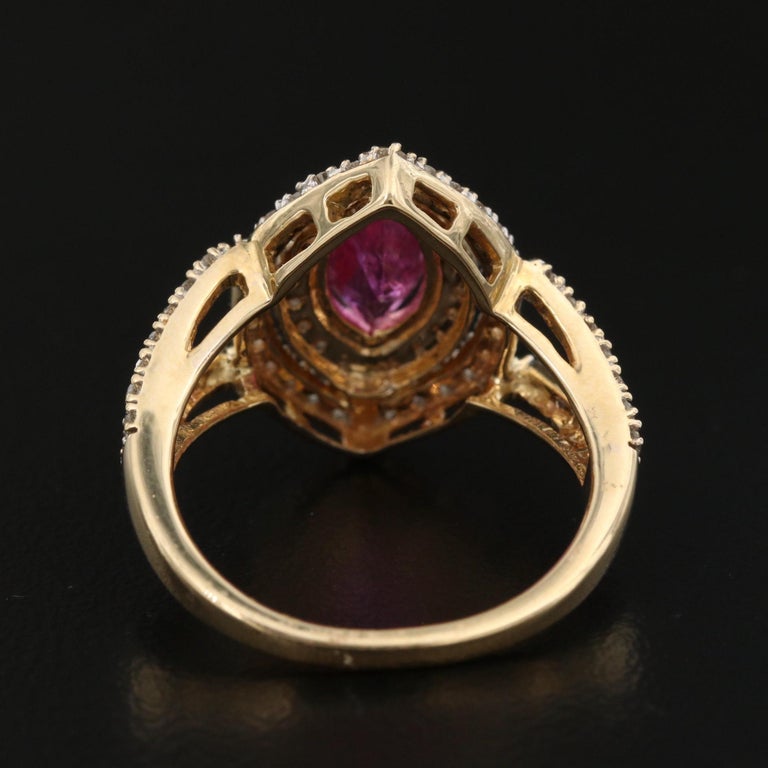 Customizable Halo Ruby Statement Ring, Natural Ruby Gold Wedding Ring ...