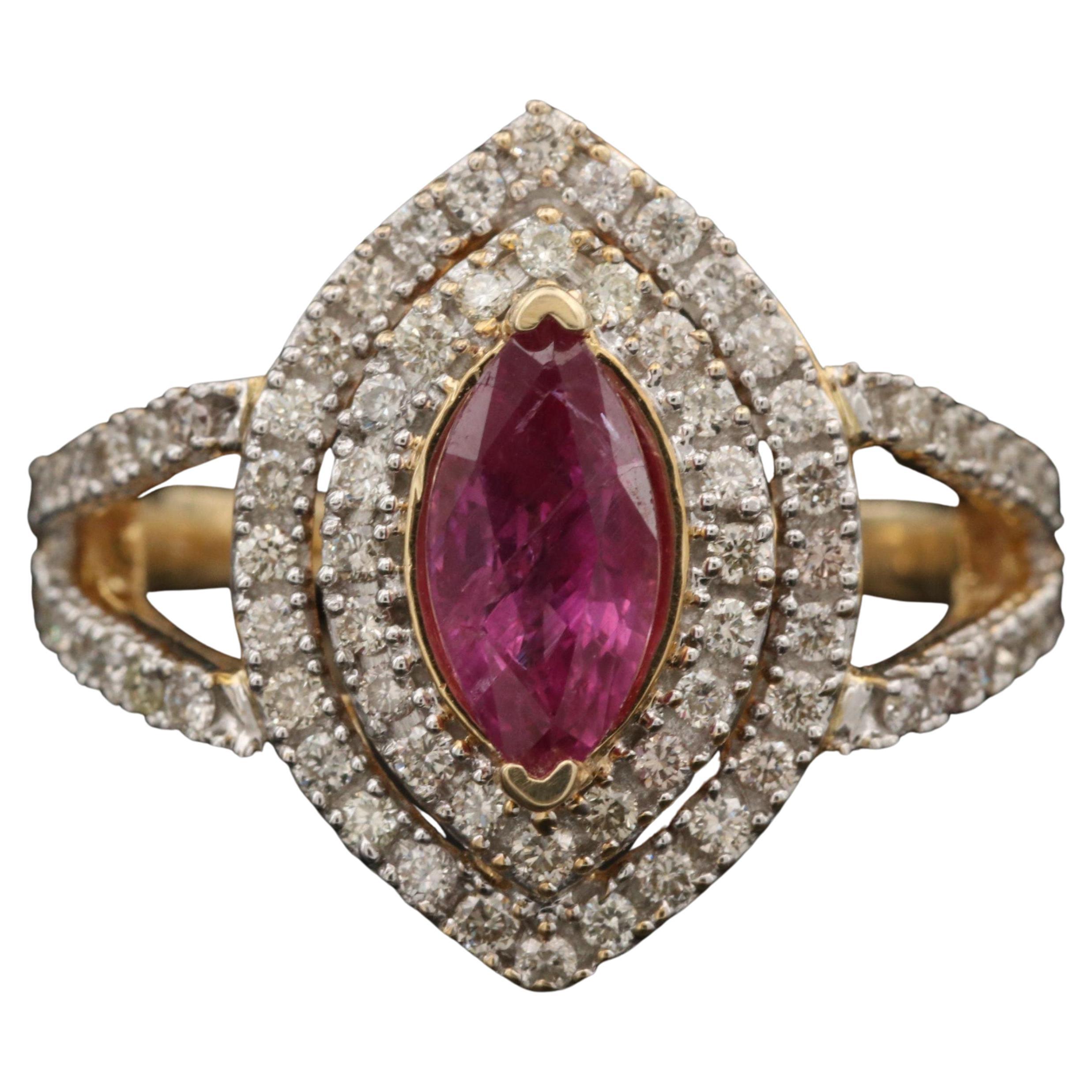 Customizable 18K Gold Ruby Wedding Ring, Natural Ruby Statement Ring ...