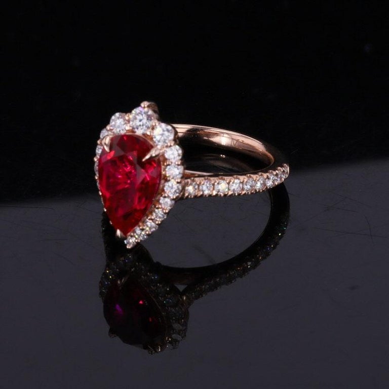 Customizable Halo Ruby Statement Ring, Ruby Engagement Ring, Ruby Gold ...