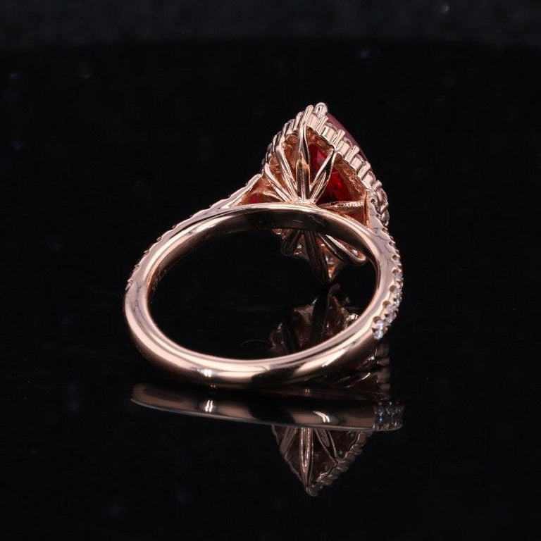 Customizable Halo Ruby Statement Ring, Ruby Engagement Ring, Ruby Gold Ring For Sale at 1stDibs