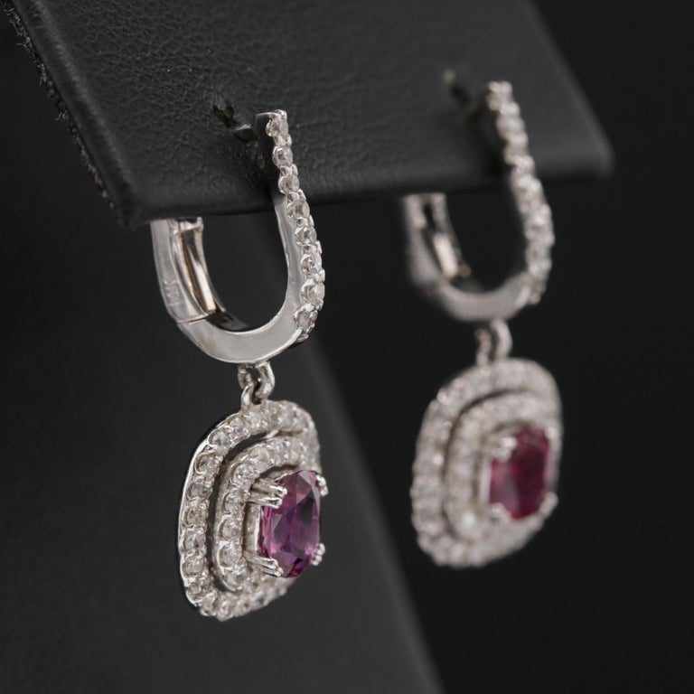 Halo Ruby Stud Earrings, Antique Natural Ruby and Diamond Earring Set ...