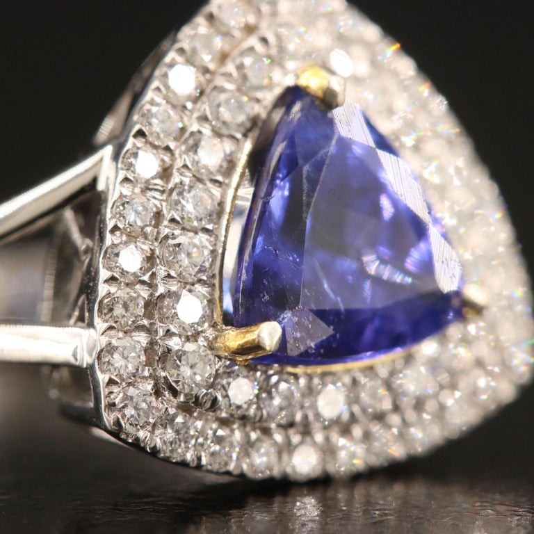 Customizable Halo Trillion Cut Tanzanite Diamond Engagement Ring ...