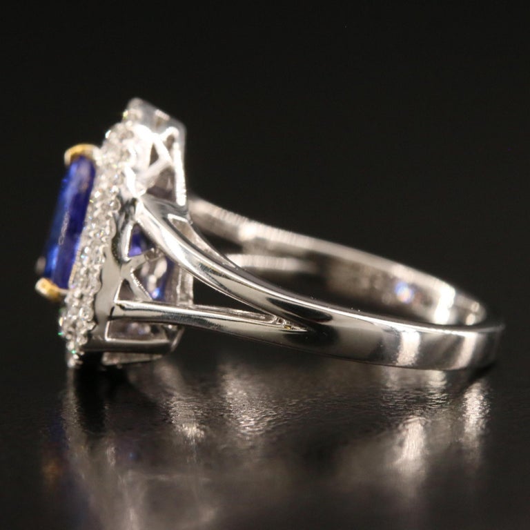 Customizable Halo Trillion Cut Tanzanite Diamond Engagement Ring ...