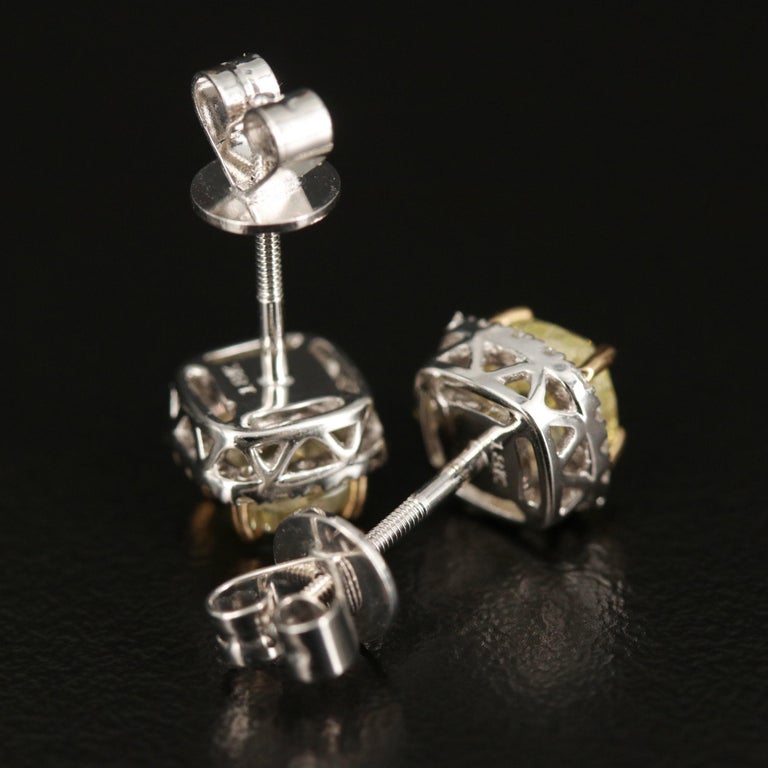 Halo Yellow Diamond Stud Earing, Yellow Diamonds Gold Earrings for ...