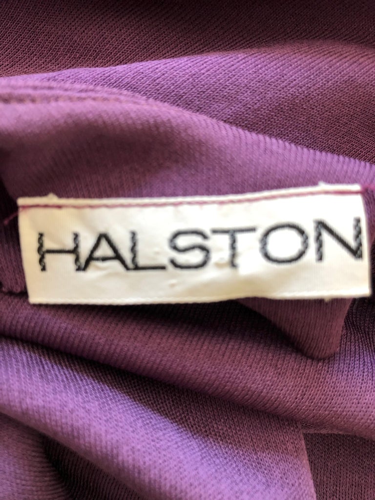 Halston 1970's Purple Jersey Disco Era Keyhole Dress with HIgh Slit and ...