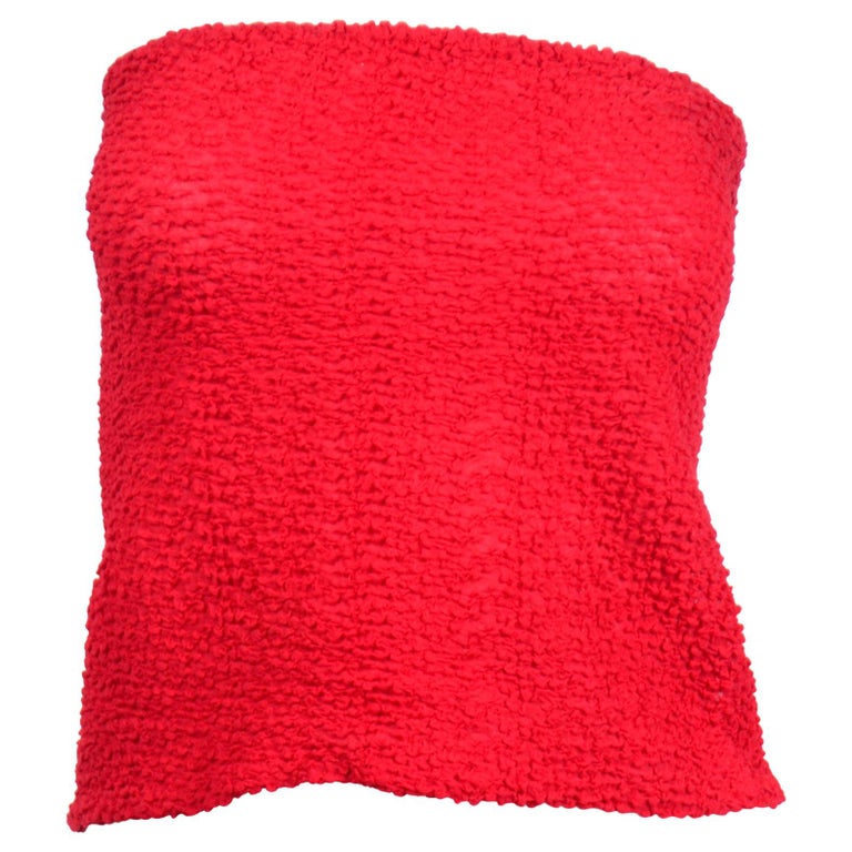 Halston 1970s Vintage Strapless Red Stretch Tube Top For Sale at 1stDibs