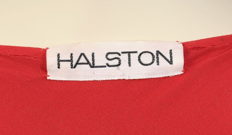 Halston Red Tiered Silk Chiffon Evening Dress, 1970s at 1stDibs