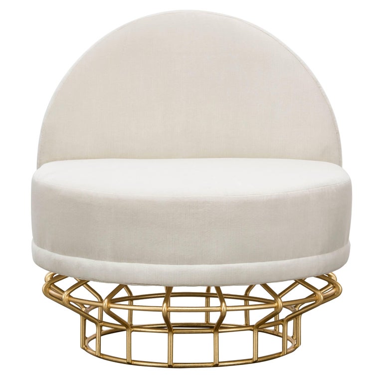 HALSTON CHAIR - Modern Ivory Velvet Chair with a Gold Leaf over Iron ...