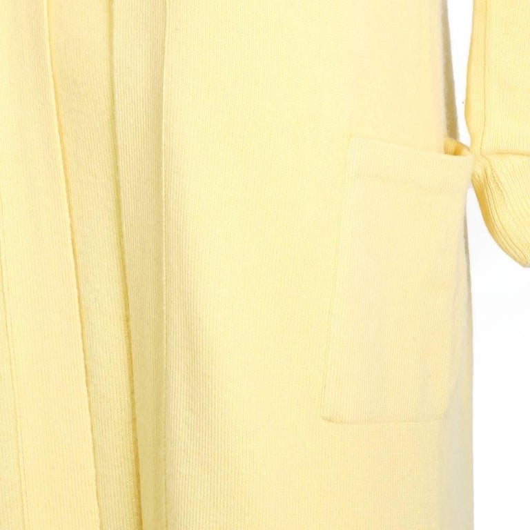 Halston Light Yellow Cashmere Dress with Matching Long Cardigan, circa ...