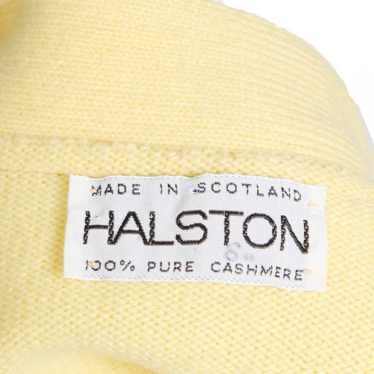 Halston Light Yellow Cashmere Dress with Matching Long Cardigan, circa ...