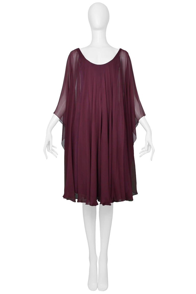 Halston Purple Chiffon and Jersey Dress For Sale at 1stDibs