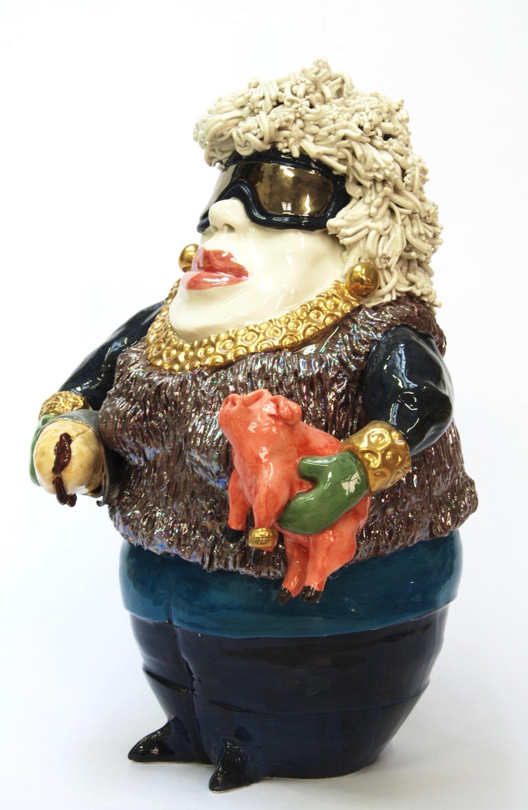 Ham Lover Lady with Pig Decorative Centerpiece Handmade Italy 2020 ...