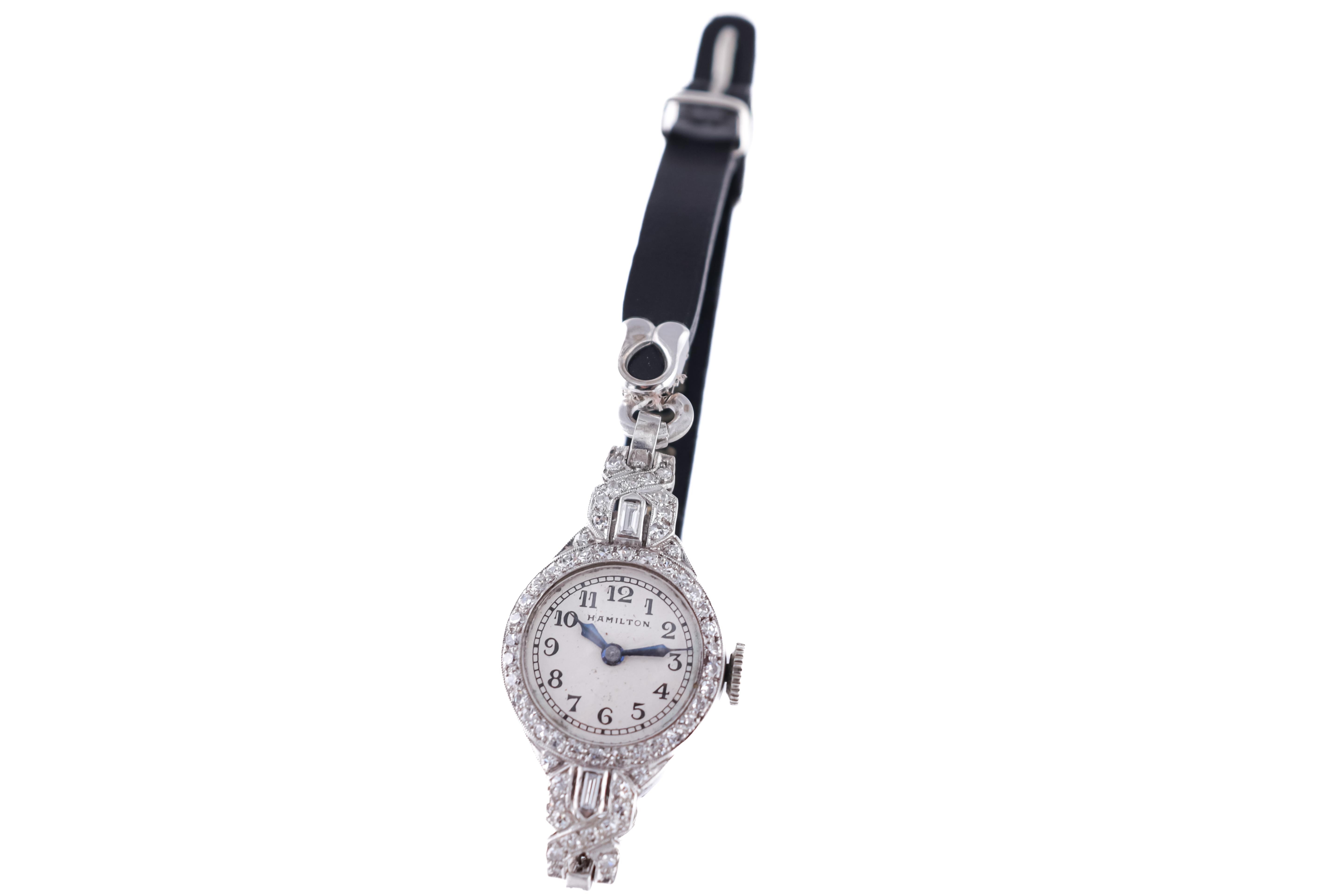 Hamilton 14 Karat Solid White Gold Ladies Dress Watch with Original ...