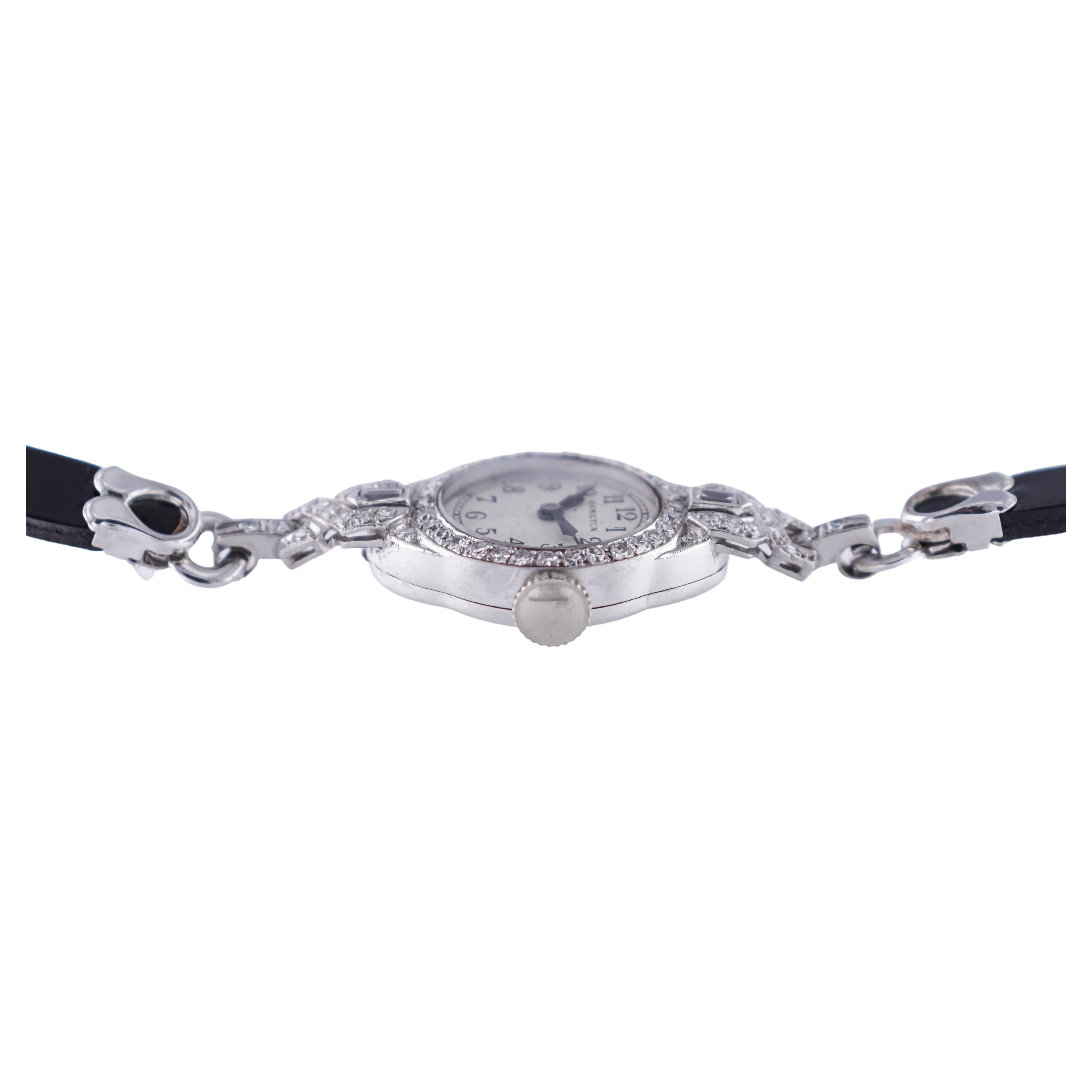 Hamilton 14 Karat Solid White Gold Ladies Dress Watch with Original ...