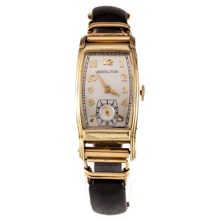 Hamilton 14k Gold Tonneau Hand-Winding w/ Allan Adler Modernist 10k ...