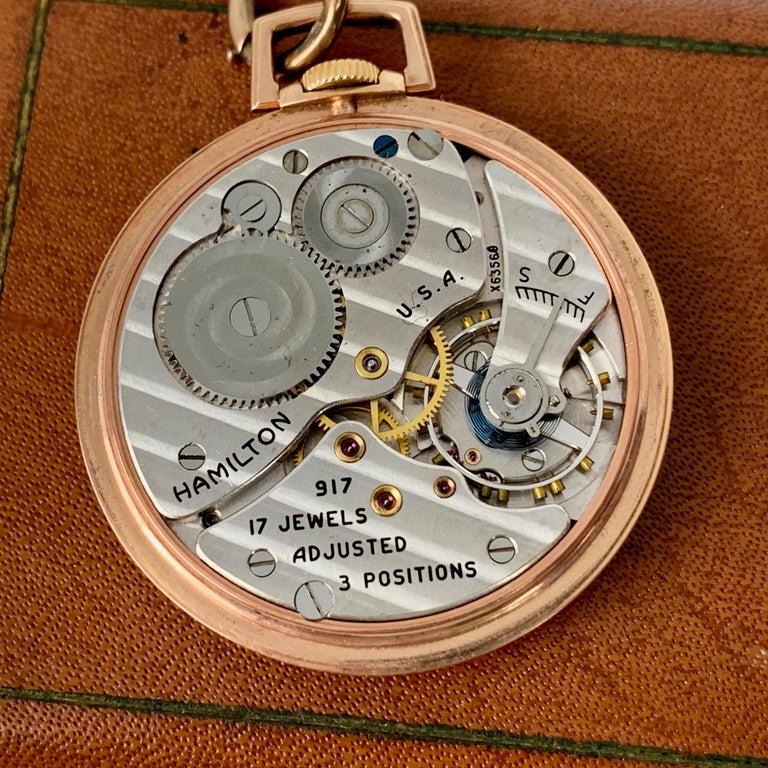 The Hamilton Watch Company 14 Karat Rose Gold Slim Pocket Watch and ...