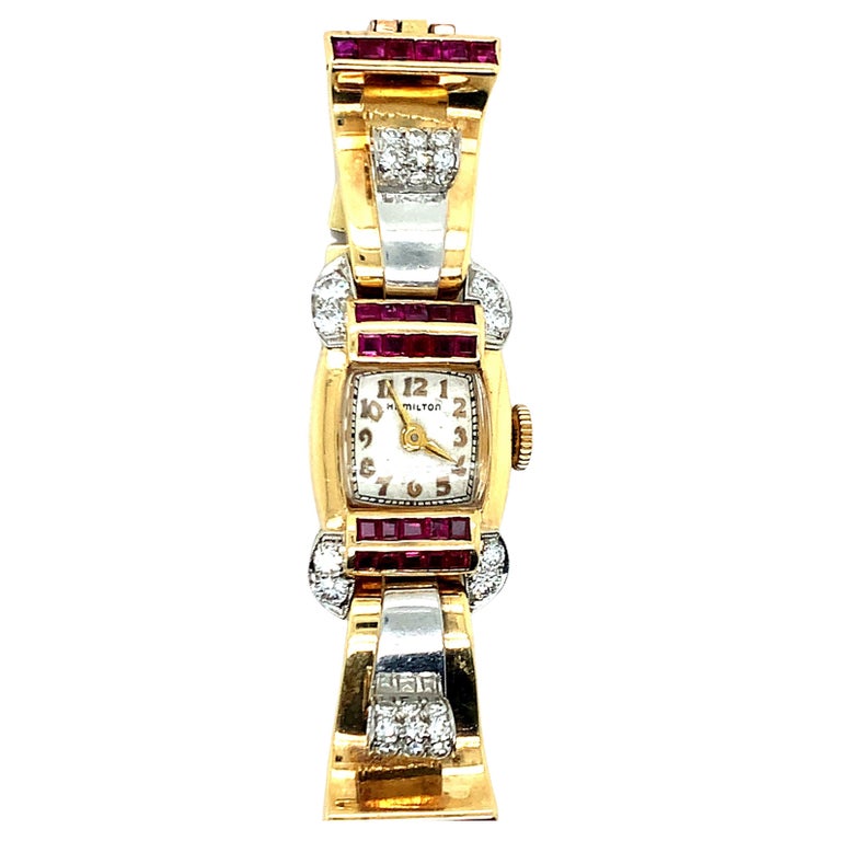 Hamilton Diamond Gold Watch For Sale at 1stDibs