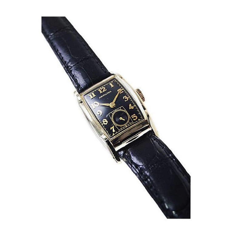 Hamilton Gold Filled Art Deco Tonneau Shape with Flawless Original Dial ...