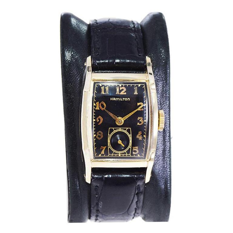 Hamilton Gold Filled Art Deco Tonneau Shape with Flawless Original Dial ...