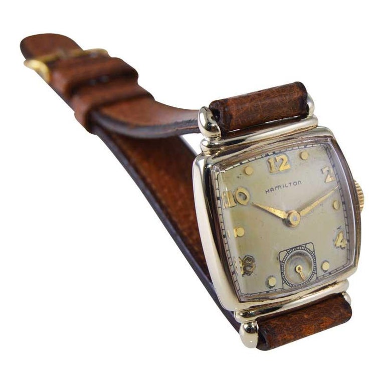 Hamilton Gold Filled Cushion Shaped Watch with Original Sterling Silver ...