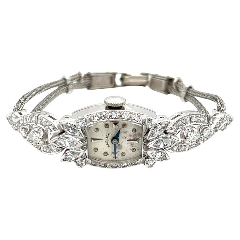 Hamilton Ladies White Gold Diamond Bracelet Watch, Circa 1960 For Sale ...