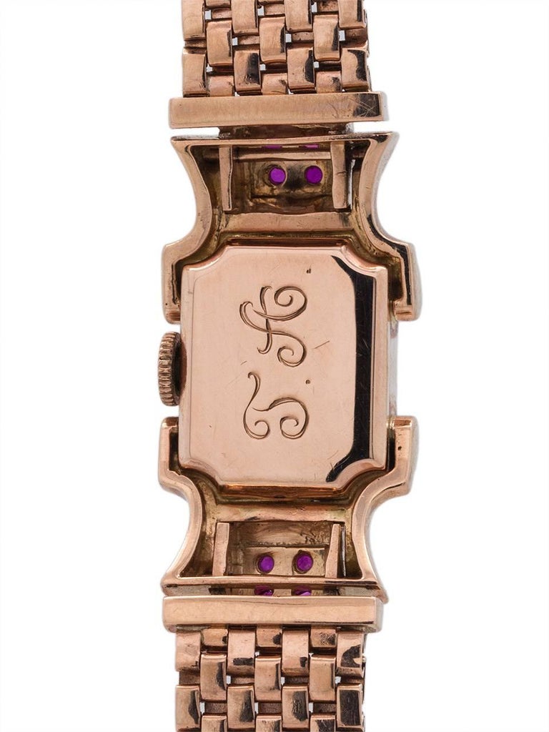 Hamilton Ladies Rose Gold Ruby and Diamond Dress Model Wristwatch ...