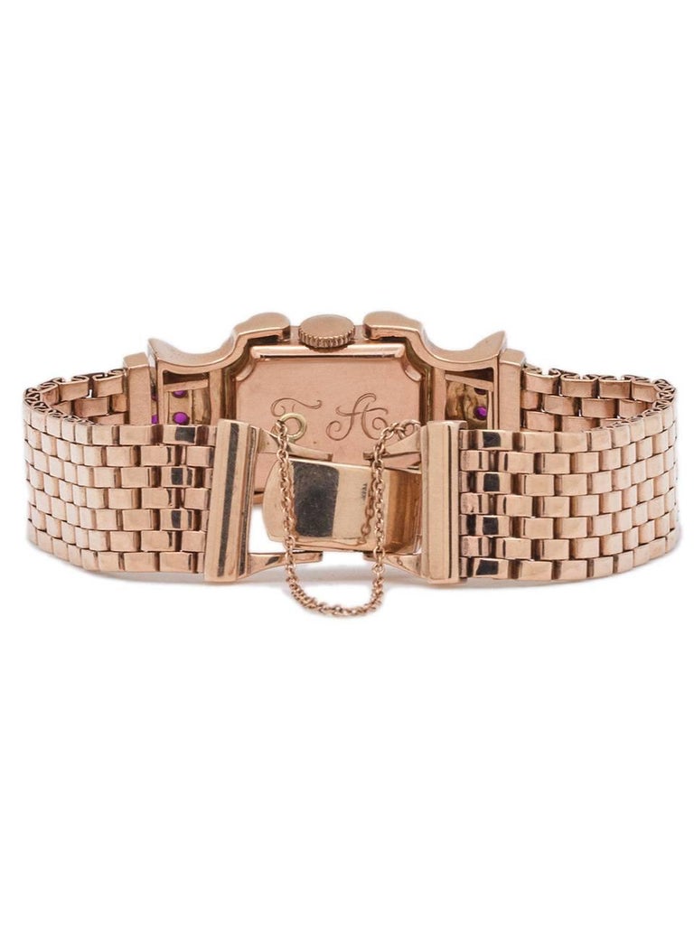 Hamilton Ladies Rose Gold Ruby and Diamond Dress Model Wristwatch ...