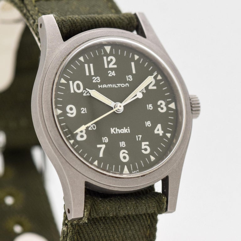 Hamilton Military Stainless Steel Field Watch Signed Khaki, 1980s For ...