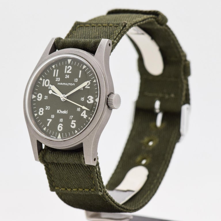 Hamilton Military Stainless Steel Field Watch Signed Khaki, 1980s For ...
