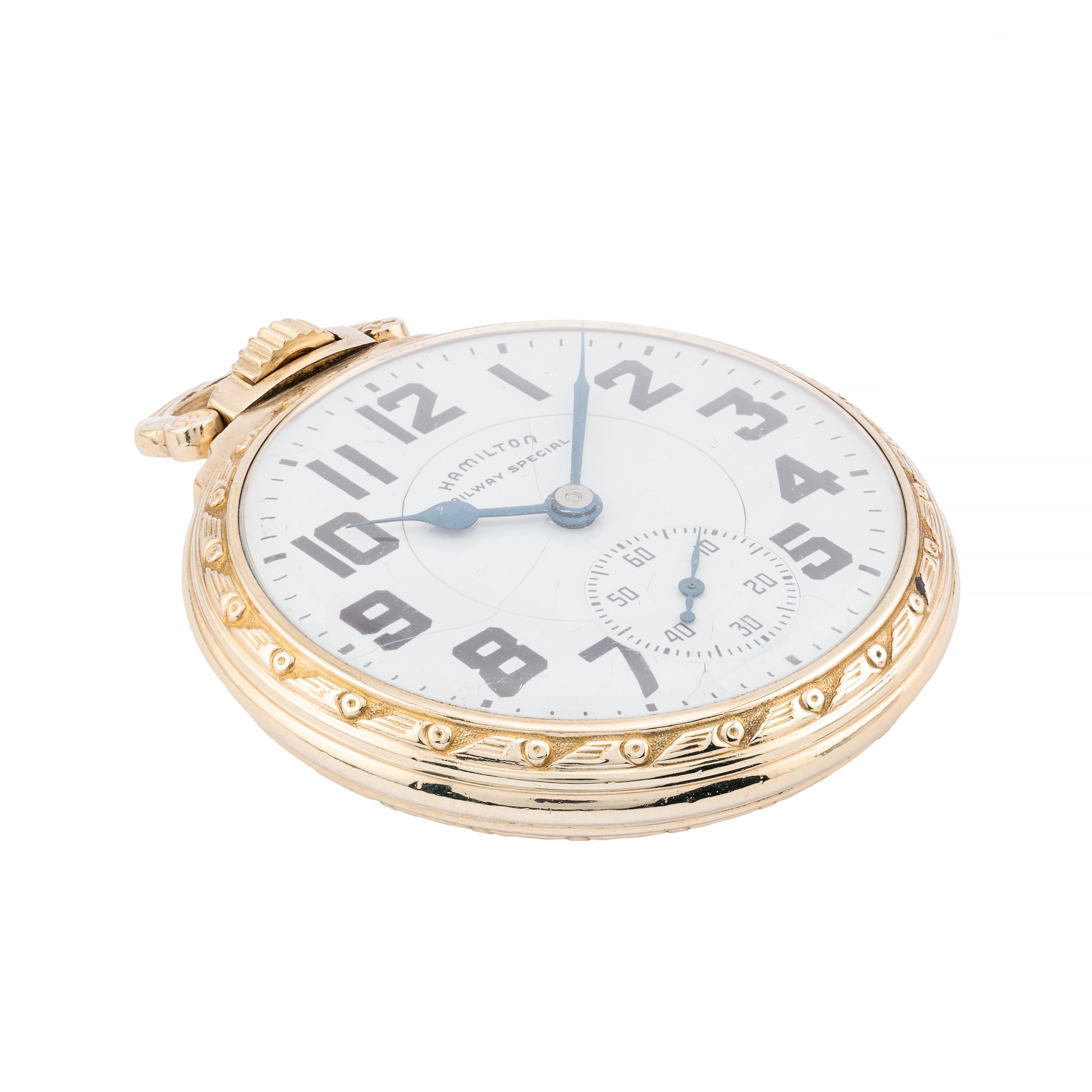 Hamilton Railroad 992B 21 Jewel Yellow Gold Filled Pocket Watch C. 1948 ...