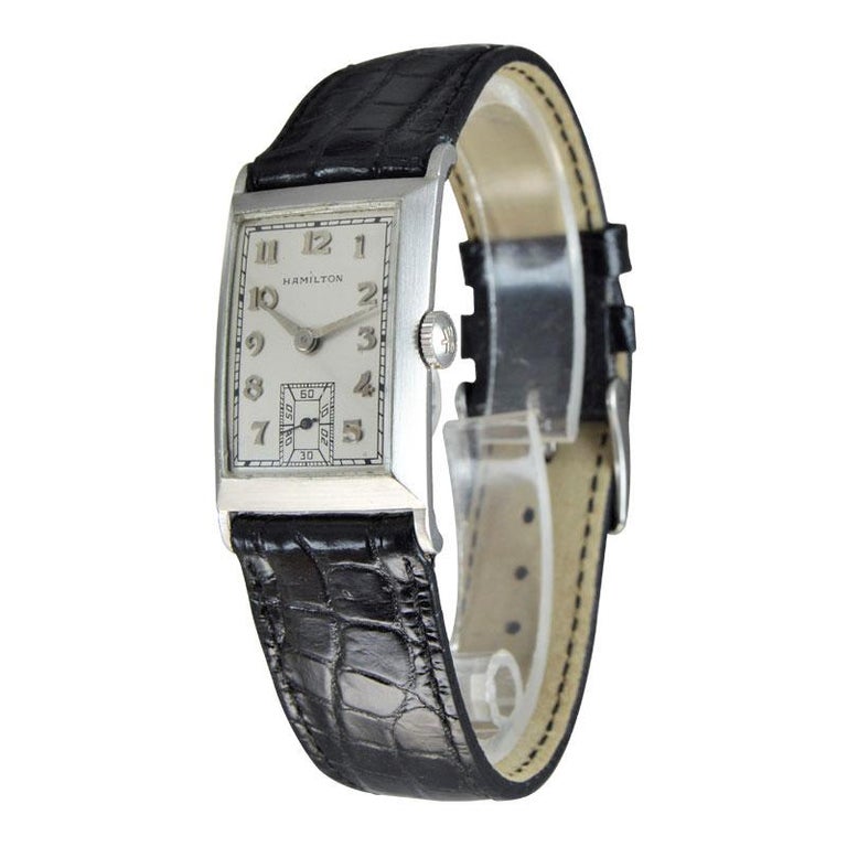 Hamilton Rare Platinum Art Deco Tank Style Watch, circa 1940s For Sale ...