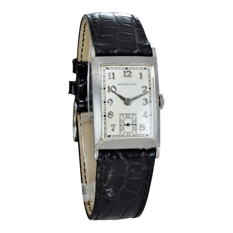 Hamilton Rare Platinum Art Deco Tank Style Watch, circa 1940s For Sale ...