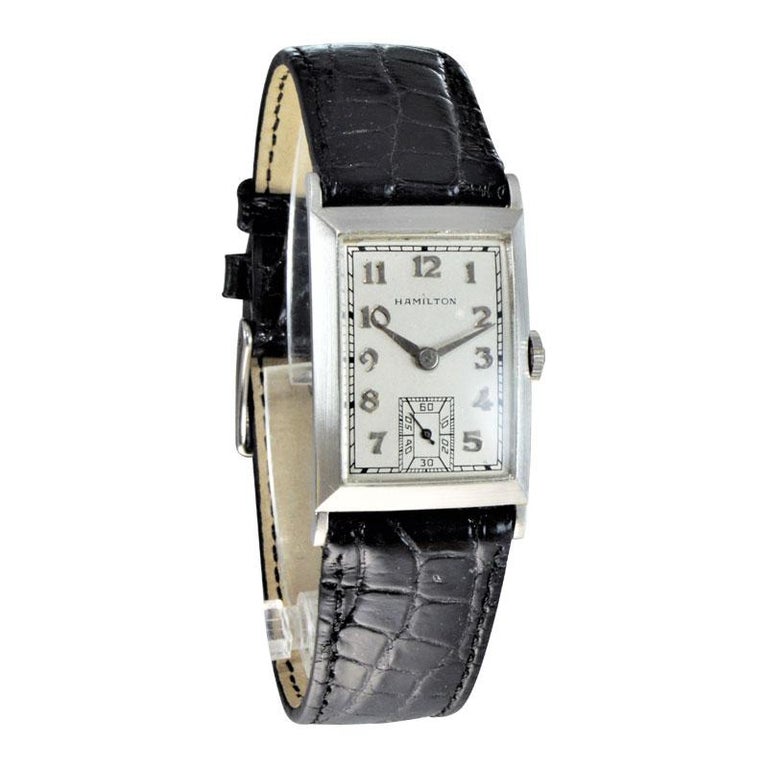 Hamilton Rare Platinum Art Deco Tank Style Watch, circa 1940s For Sale ...