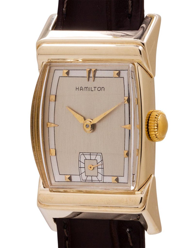 Hamilton Scott Yellow Gold Hooded Lugs manual wind wristwatch, circa ...