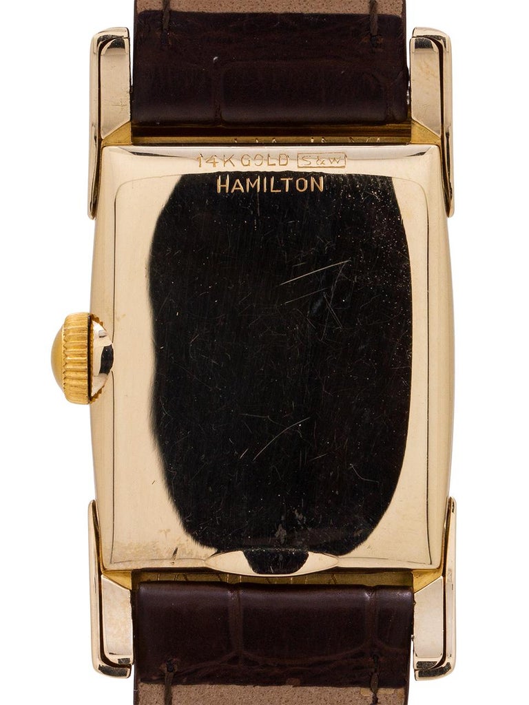 Hamilton Scott Yellow Gold Hooded Lugs manual wind wristwatch, circa ...