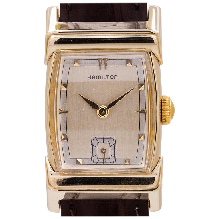 Hamilton Scott Yellow Gold Hooded Lugs manual wind wristwatch, circa ...