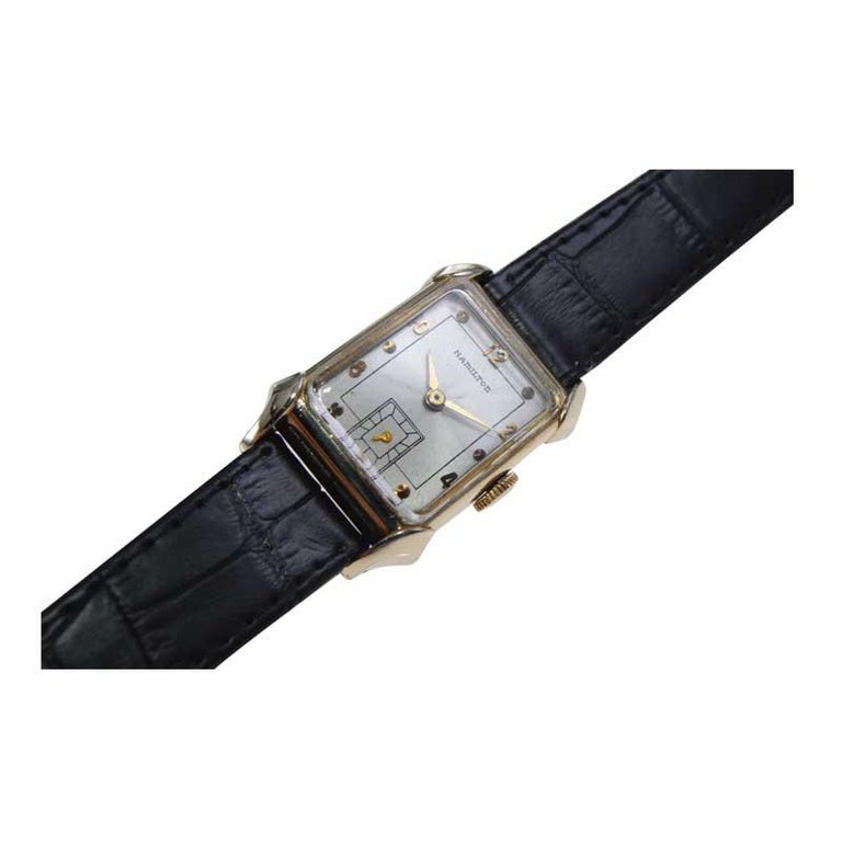 Hamilton Yellow Gold Filled Art Deco Tank Style Watch from 1940's at ...